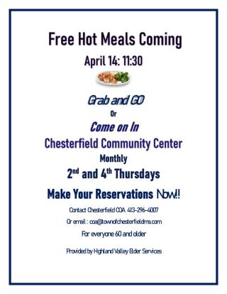 Grab & Go Meals at the Community Center | Chesterfield, MA